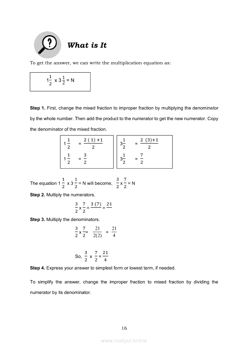 Math 6 Module 3 Multiplying Simple Fractions And Mixed Fractions Math 6 Module 3 Multiplying Simple Fractions And Mixed Fractions
