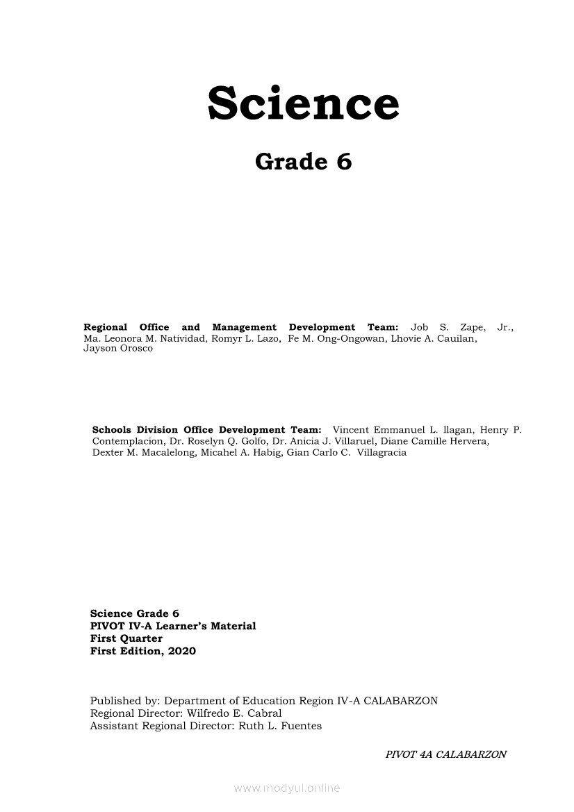 Science 6 Science Module Grade 6 Modules
